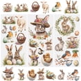 3 Sheets Easter Rub on Transfer Stickers Farm Rabbit Decals Easter ...