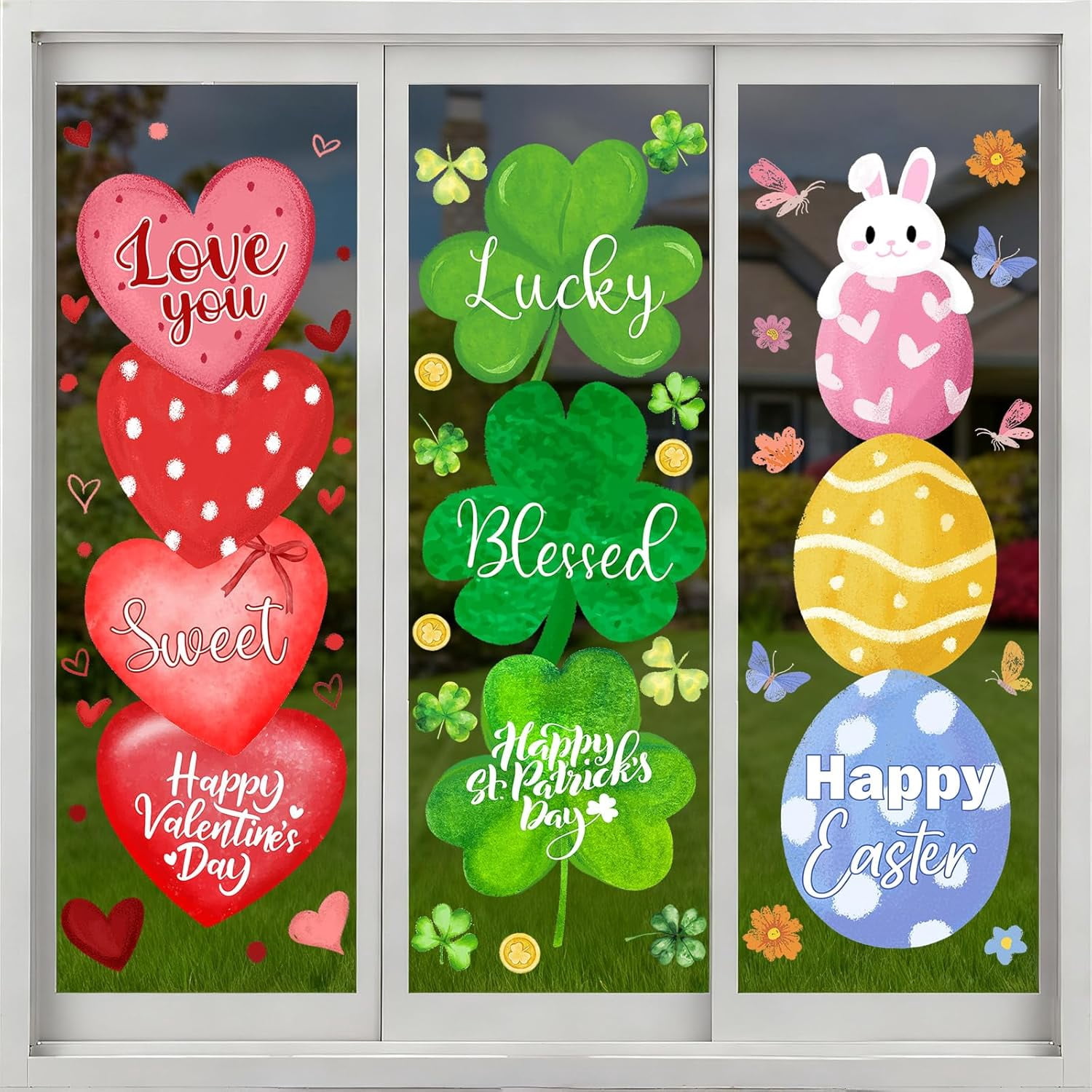 3 Sheets Extra Large Valentines Day Window Clings Decorations, Large ...