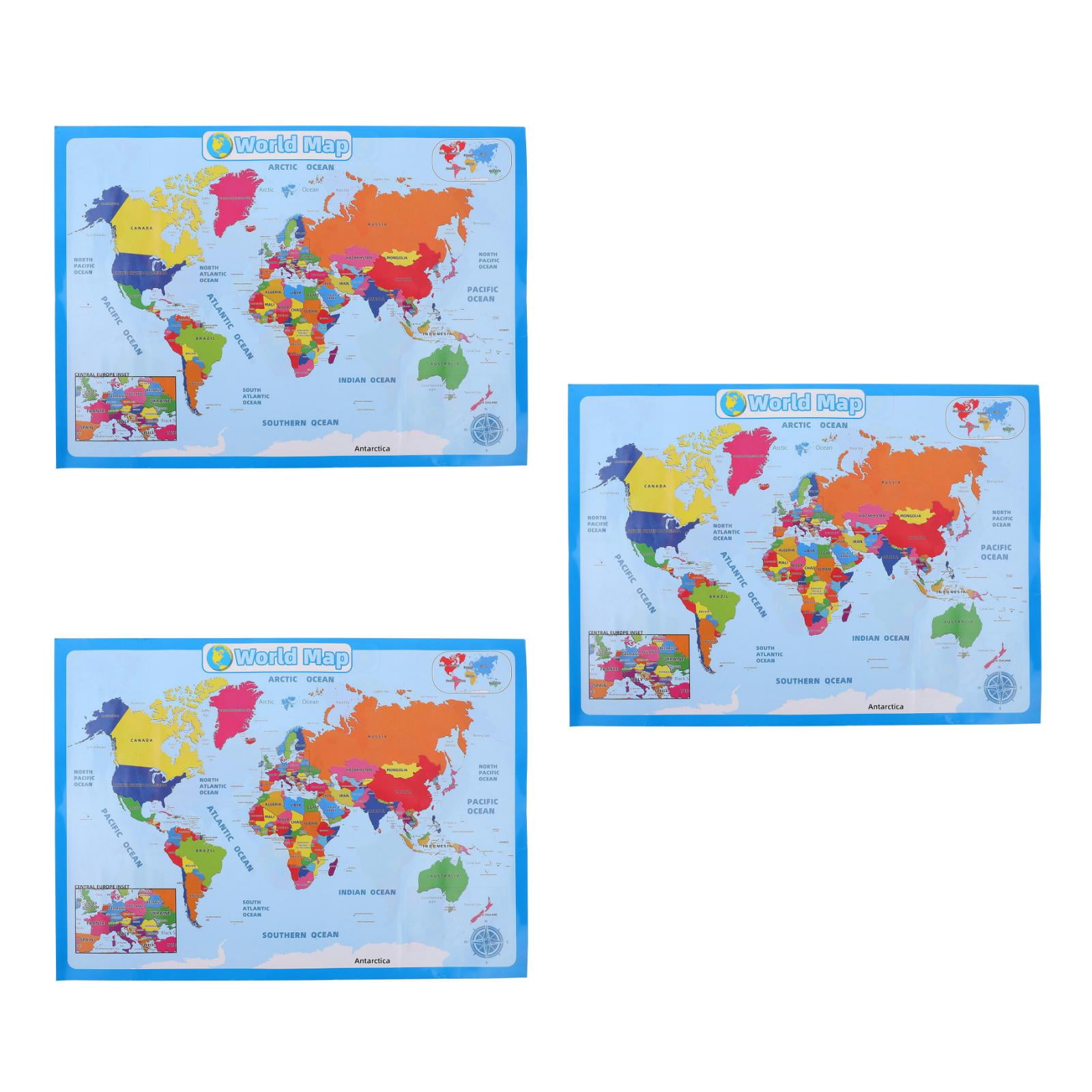 3 Sheets First World Map Preschool Learning Poster Toddler - Walmart.com