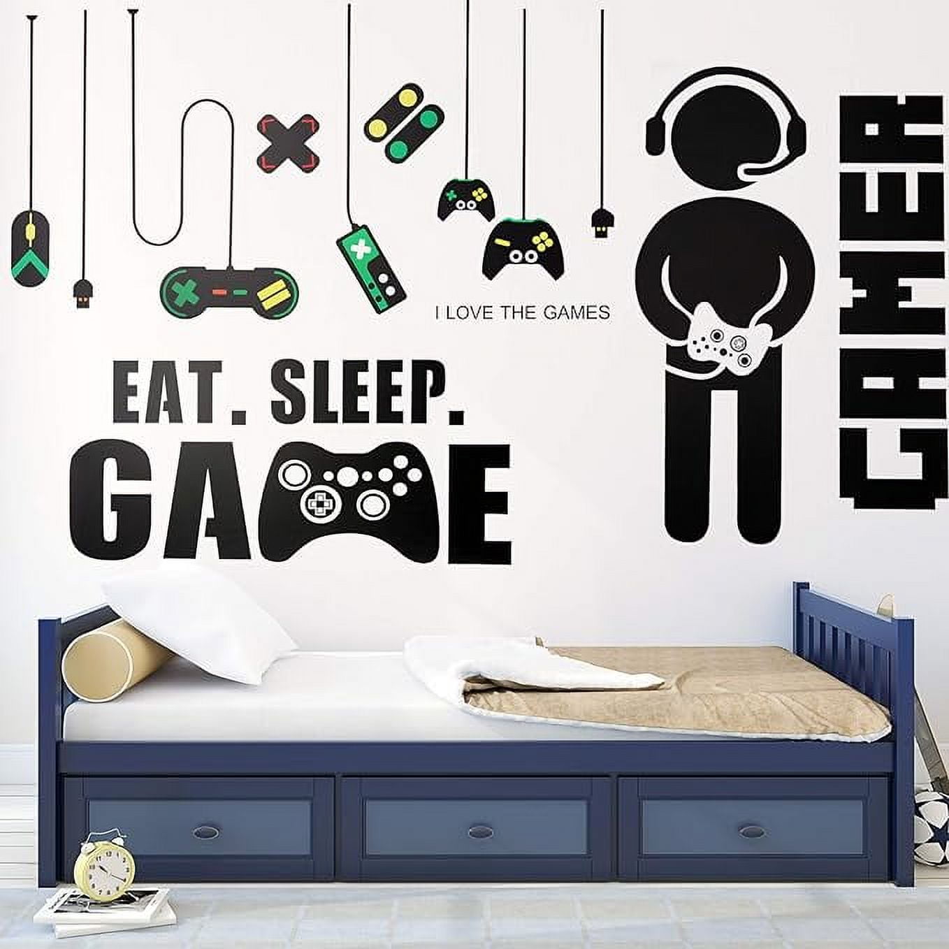 3 Sheets Game Wall Stickers Video Game Wall Decals, Vinyl Gaming Wall ...
