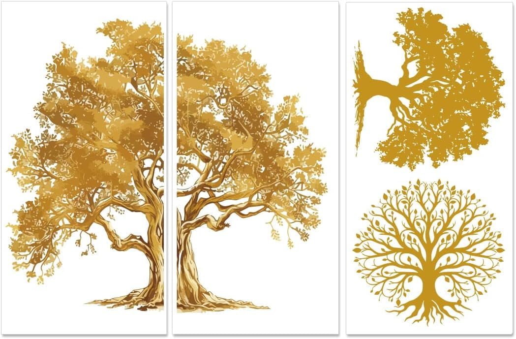 3 Sheets Golden Tree Rub on Transfers for Crafts and Furniture, Tree of ...