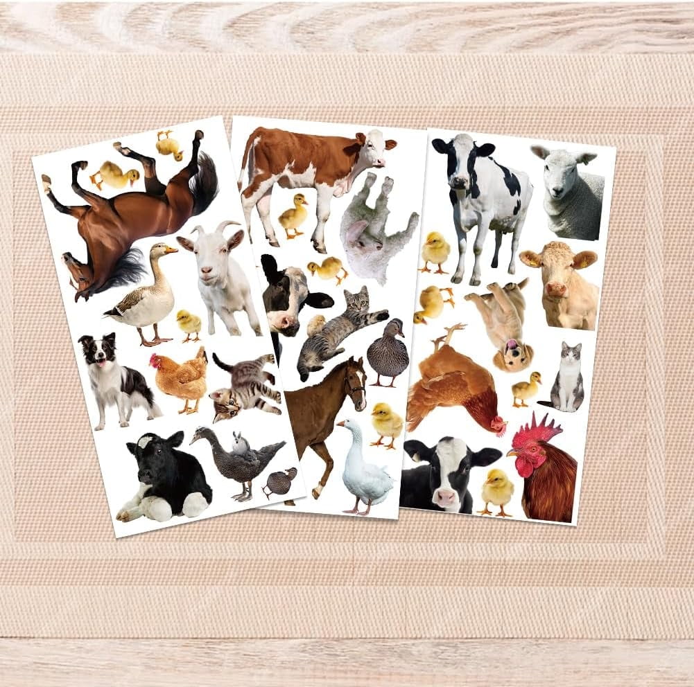 3 Sheets Lifelike Farm Animals Rub on Transfers for Wood Furniture ...