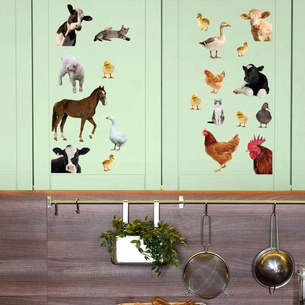 3 Sheets Lifelike Farm Animals Rub on Transfers for Wood Furniture ...