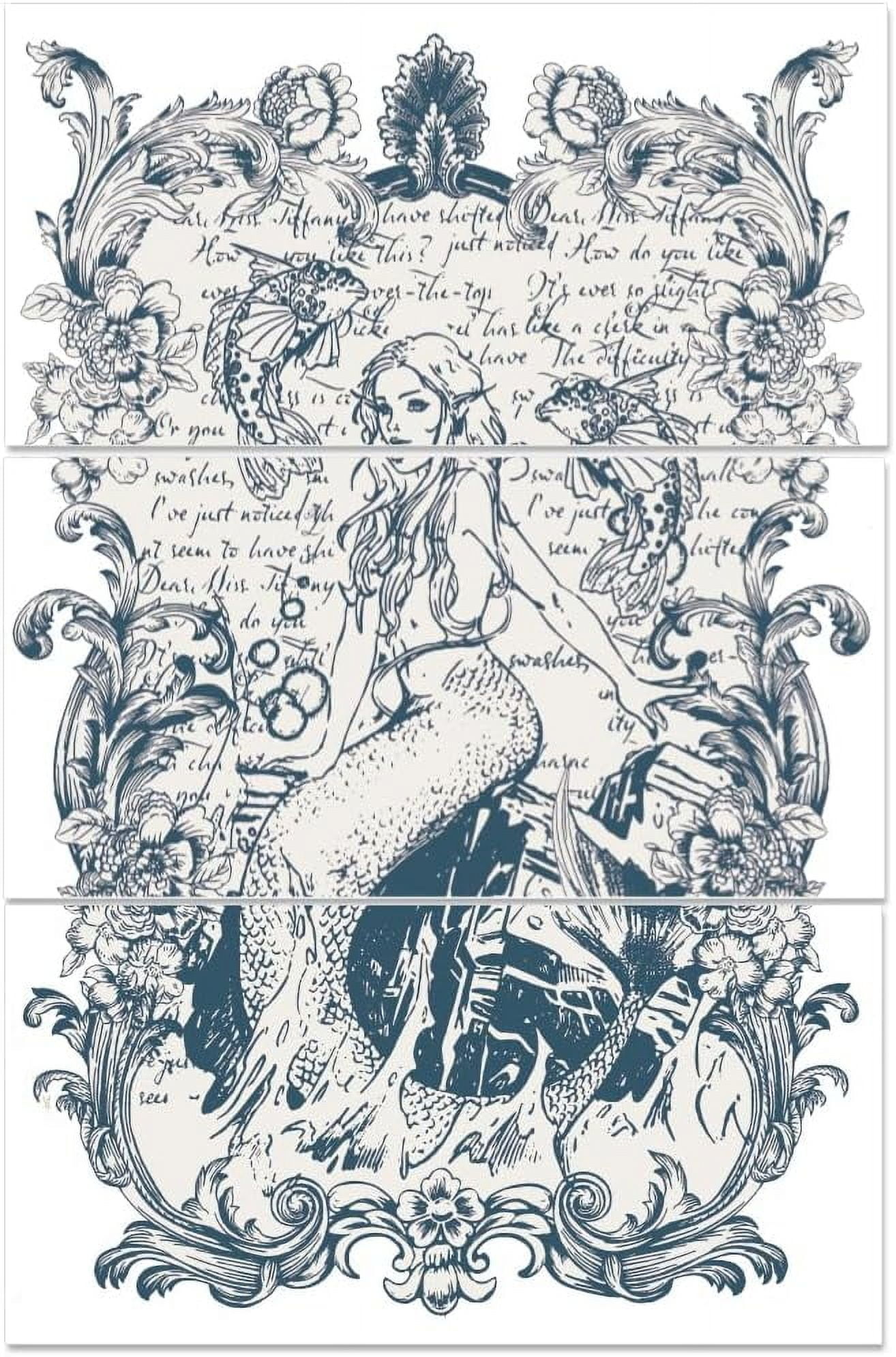 3 Sheets Mermaid Rub on Transfers Waterproof Seamaid Furniture ...