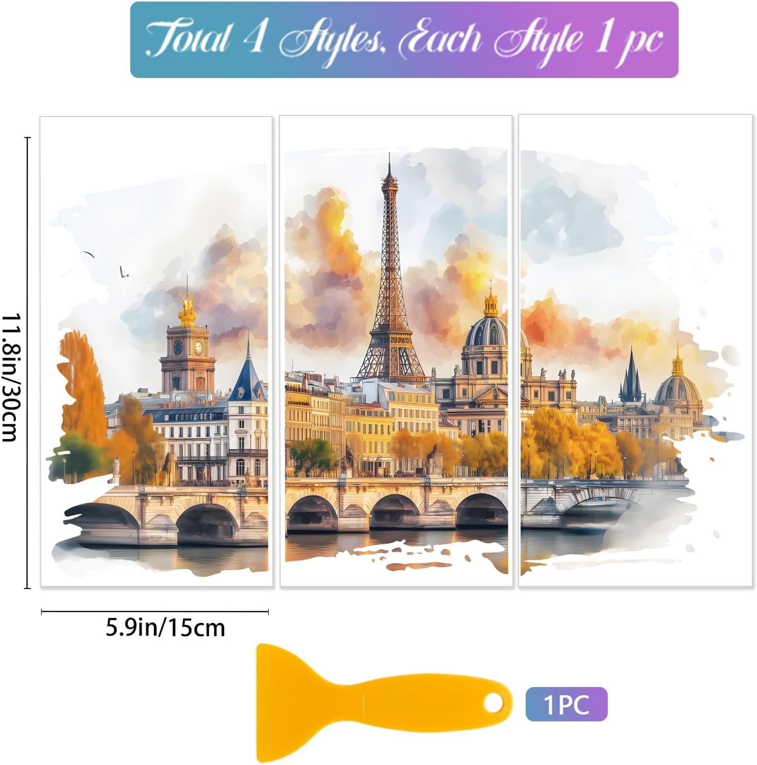 3 Sheets Paris Street Scene Furniture Transfer 11.8x5.9inch ...