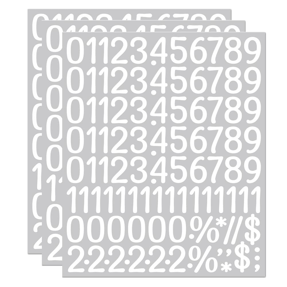 3 Sheets Per Pack 1 Inch Bold Numbers White P155 B Digital Stickers ...