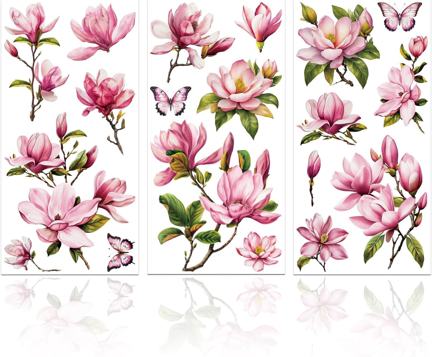 3 Sheets Pink Magnolia Furniture Transfer 6x12inch Flowers Magnolia Rub ...