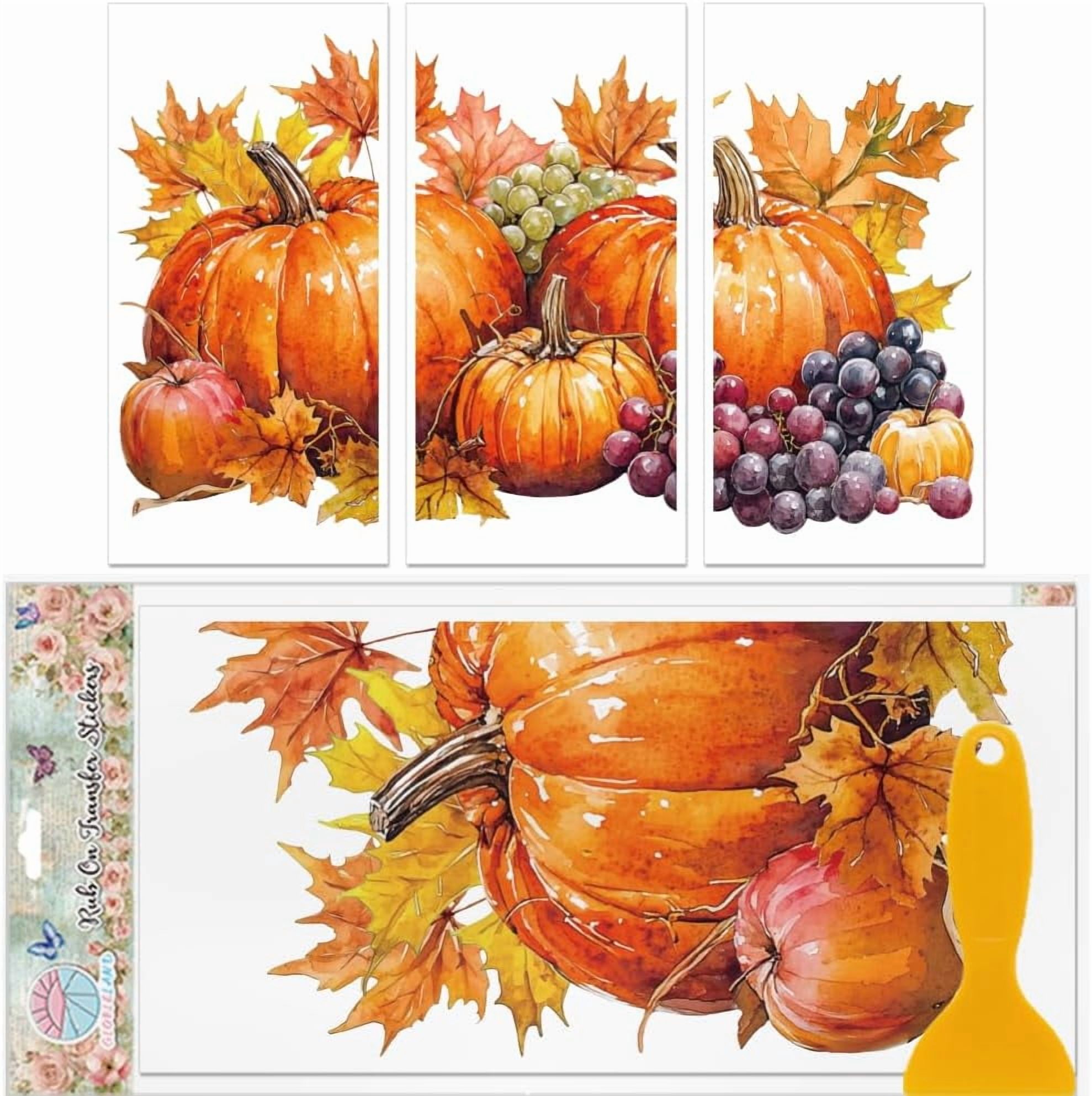 3 Sheets Pumpkin Furniture Transfers Stickers 11.8x5.9 inch Fall Maple ...