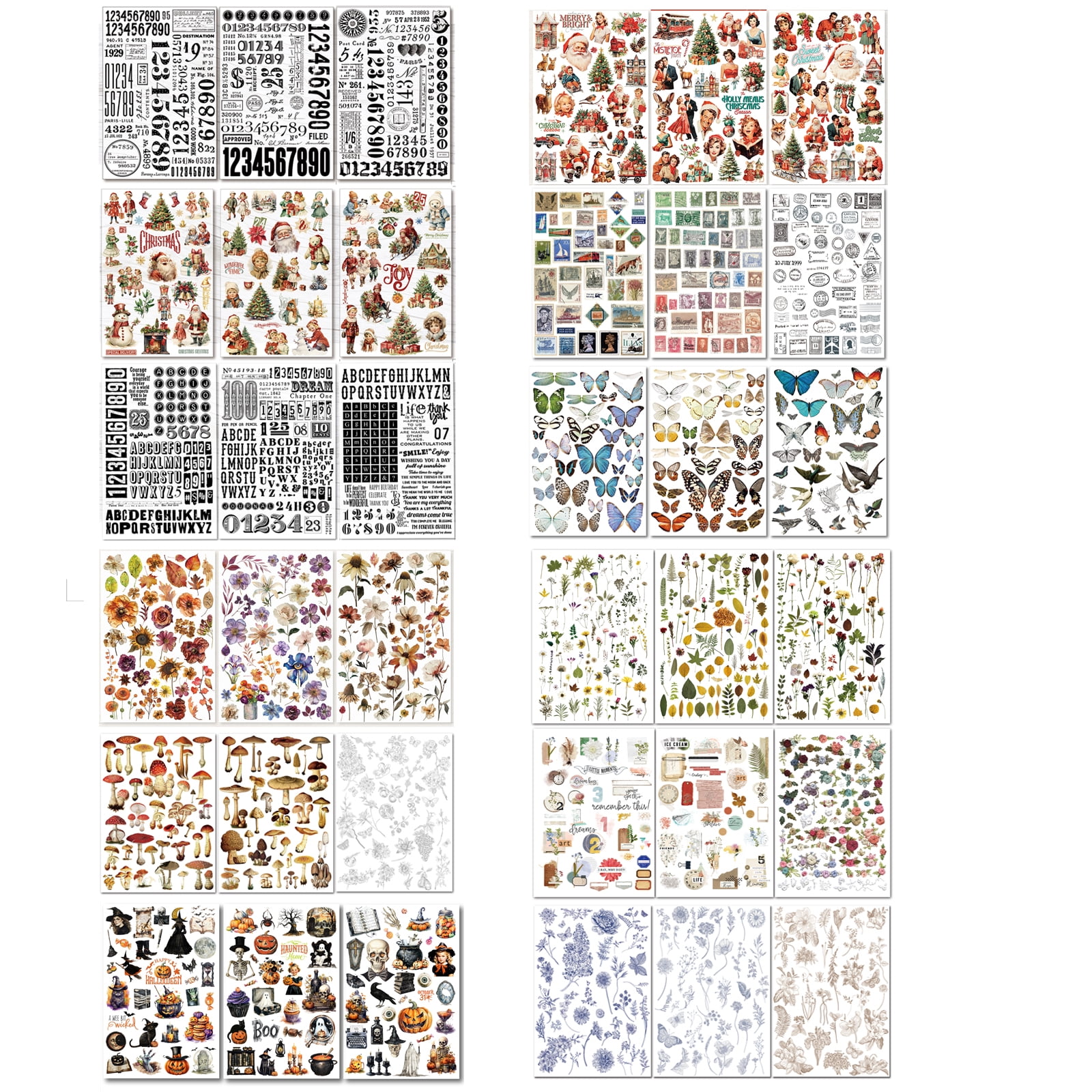 3 Sheets Rub on Transfers for Crafts Pressure Stickers Fit Fabric Glass ...