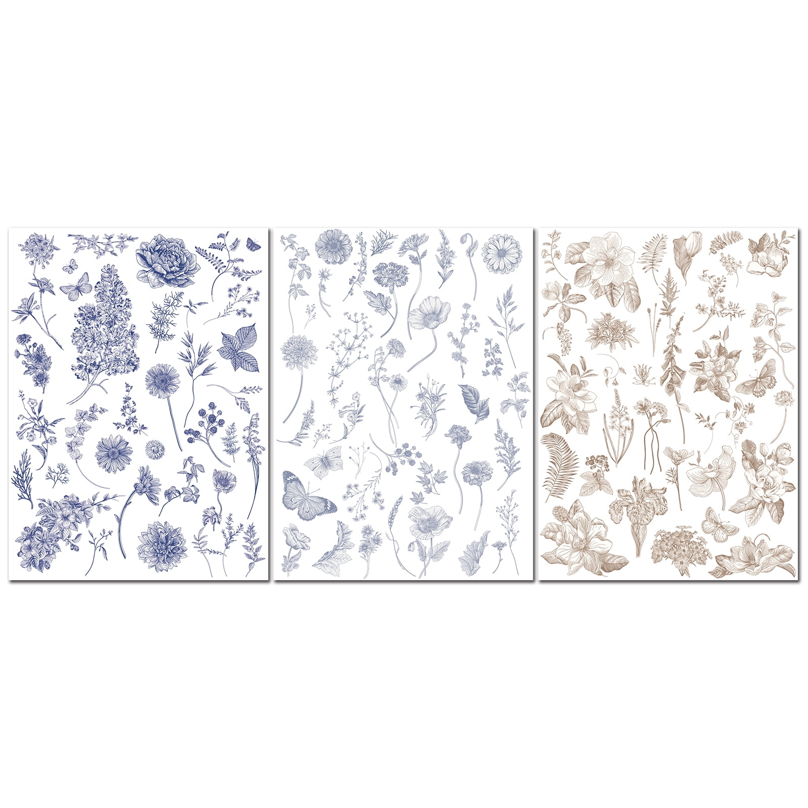 3 Sheets Rub on Transfers for Crafts Pressure Stickers Fit Fabric Glass ...