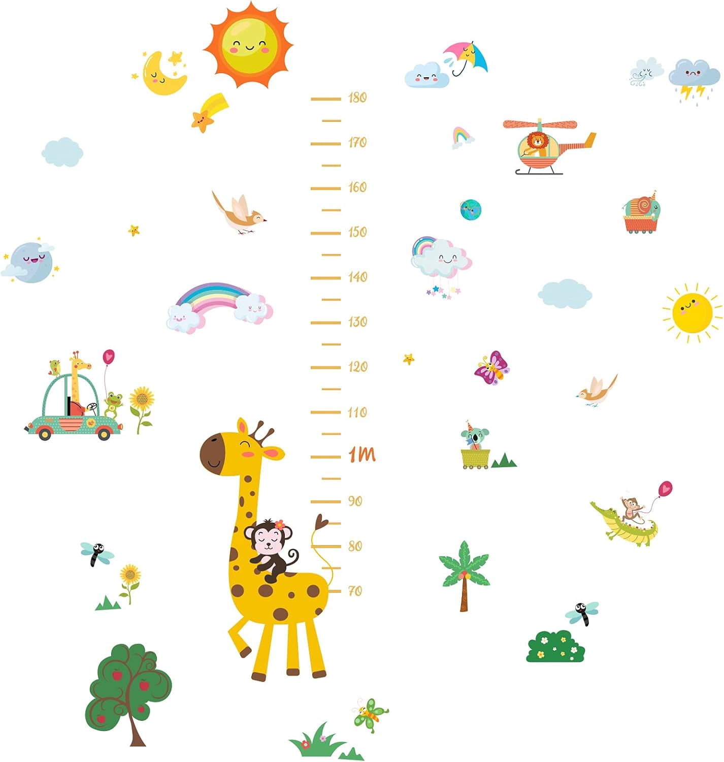 3 Sheets/Set Cartoon Height Growth Chart Forest Animals Wall Sticker ...
