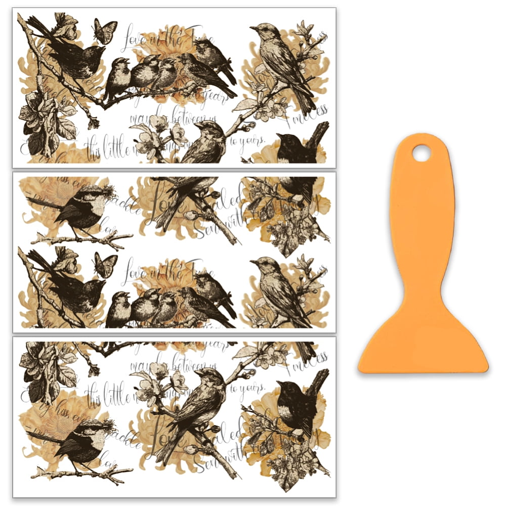 3 Sheets/Set Rub on Transfers Vintage Country Bird Furniture Transfer ...
