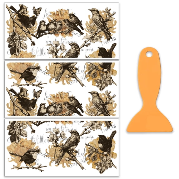 3 Sheets/Set Rub on Transfers Vintage Country Bird Furniture Transfer ...