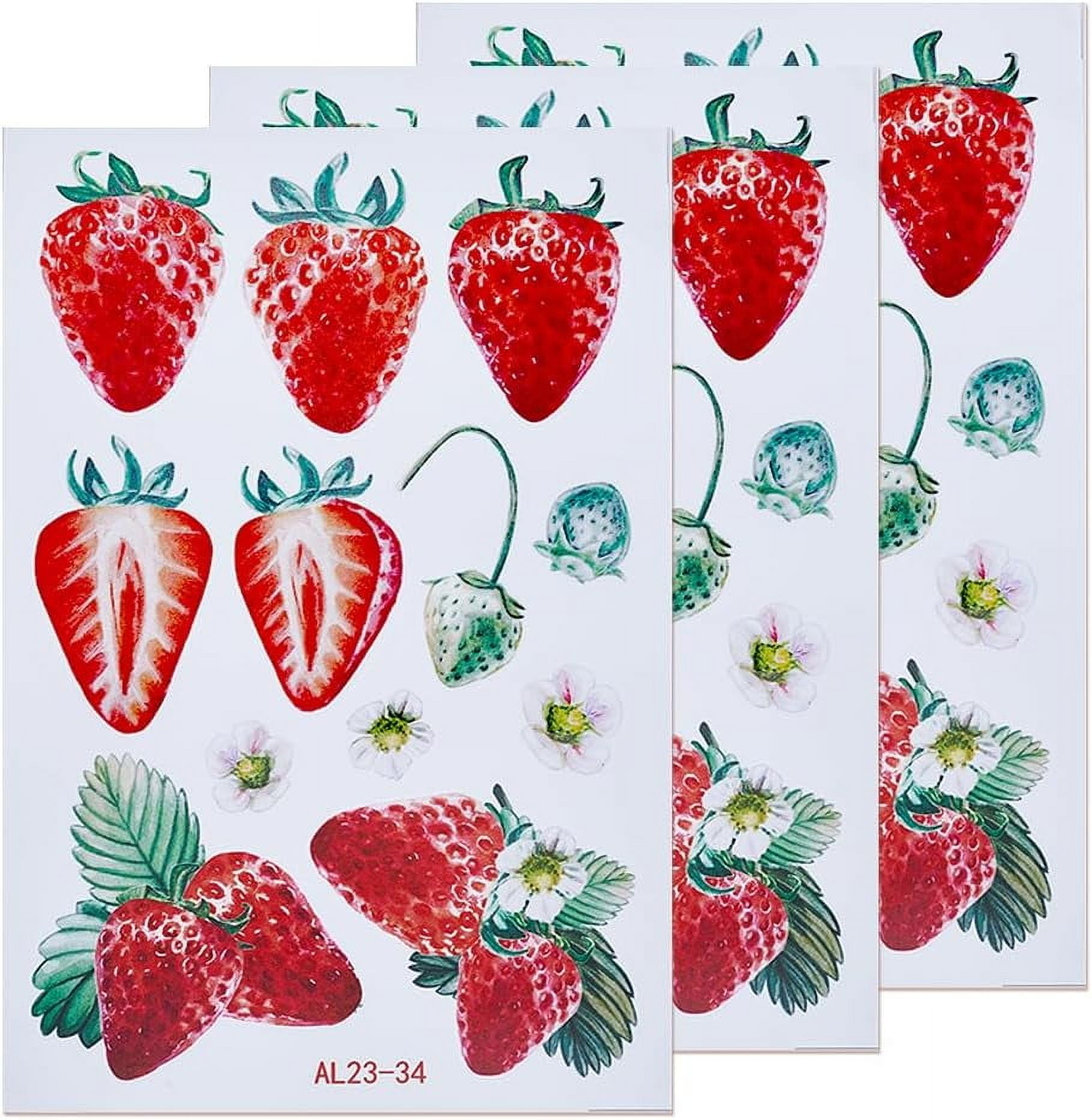 3 Sheets Strawberry Wall Decals Self Adhesive Strawberry Stickers PVC ...