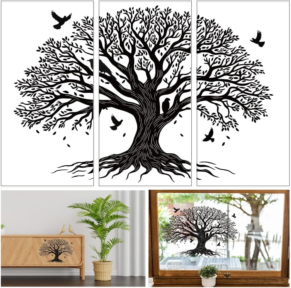 3 Sheets Tree of Life Transfer 11.8x5.9inch Bird Tree Silhouette Rub on ...