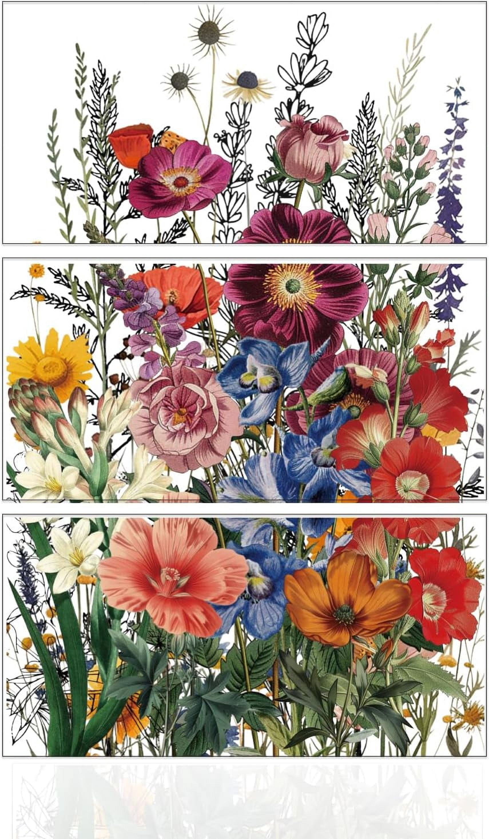 3 Sheets Vintage Garden Flower Transfer Stickers 6x12inch Flowers and ...