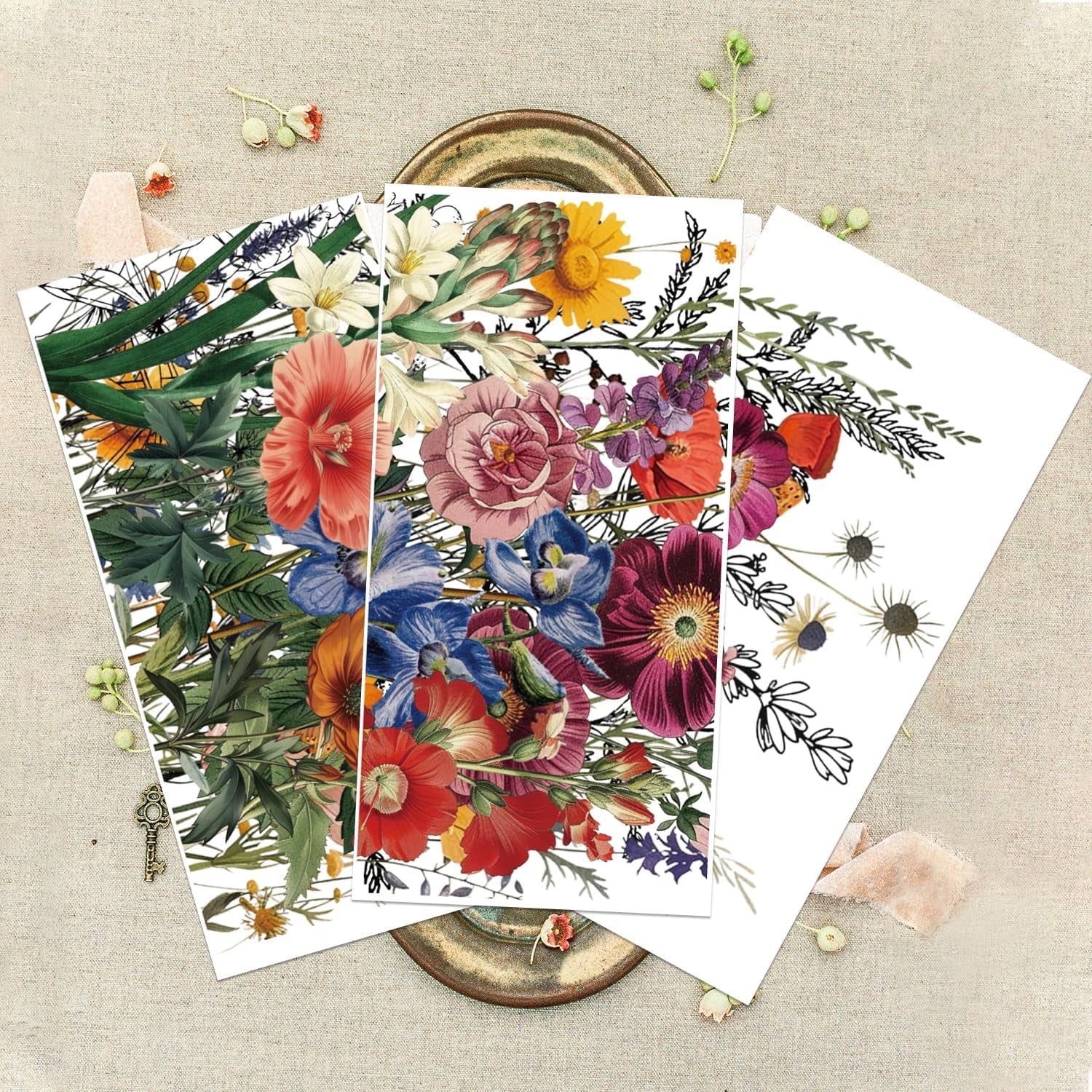 3 Sheets Vintage Garden Flower Transfer Stickers 6x12inch Plant ...