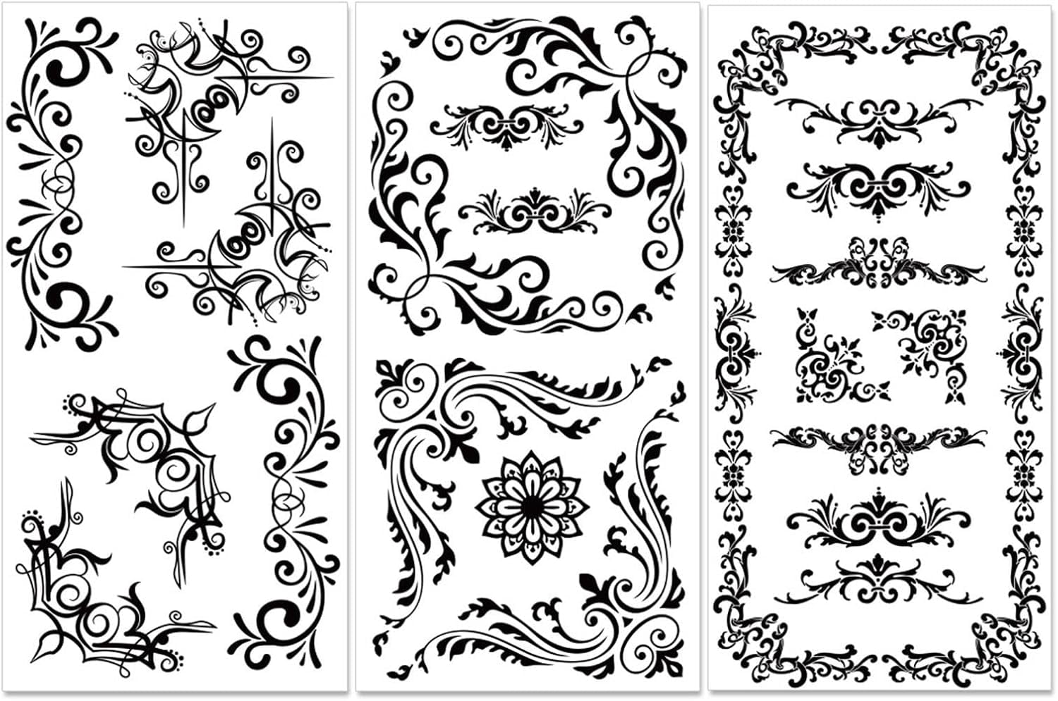 3 Sheets Vintage Rub on Transfers for Crafts 6"x12" Black Corner ...