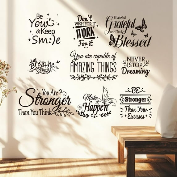 3 Sheets Wall Stickers Inspirational Saying Wall Decals Motivational ...