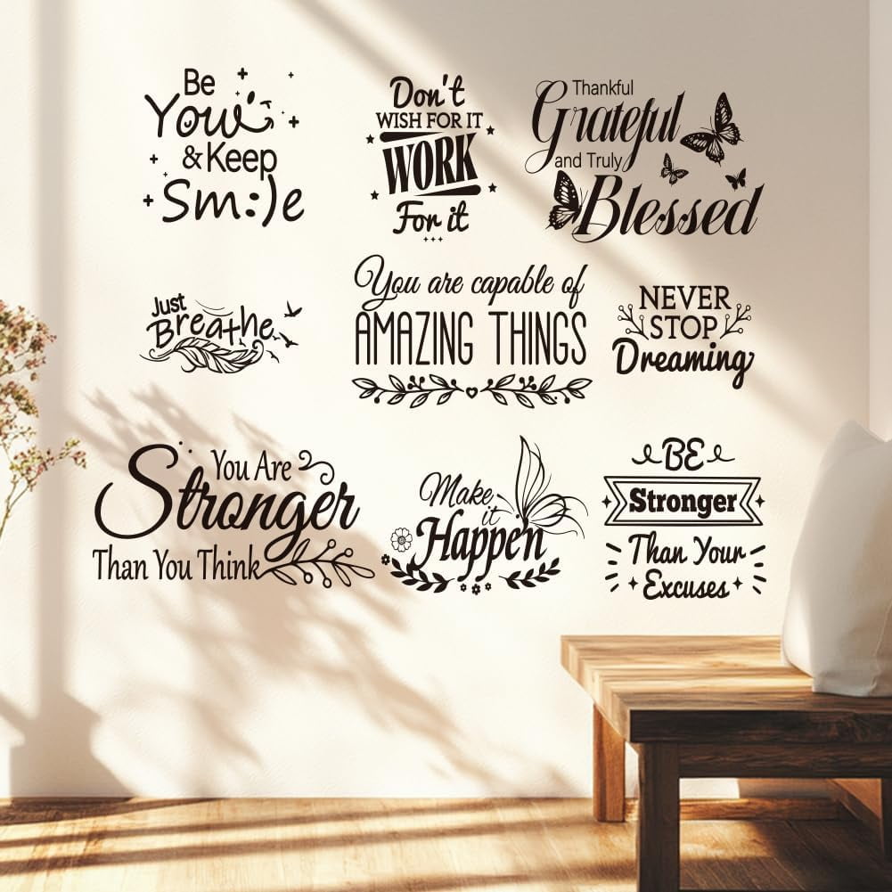 3 Sheets Wall Stickers Inspirational Saying Wall Decals Motivational ...