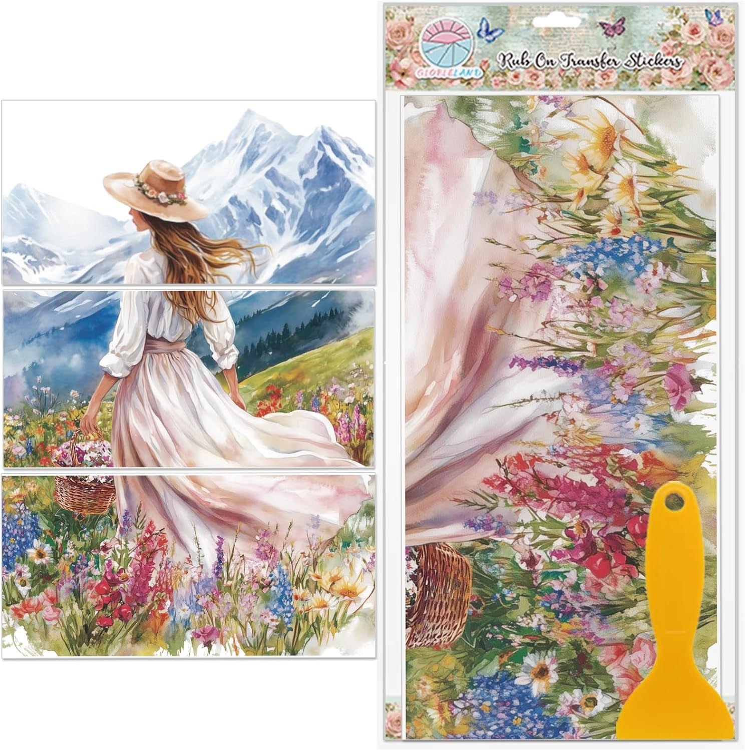 3 Sheets Wildflowers Lady Furniture Transfer 11.8x5.9inch Flower ...