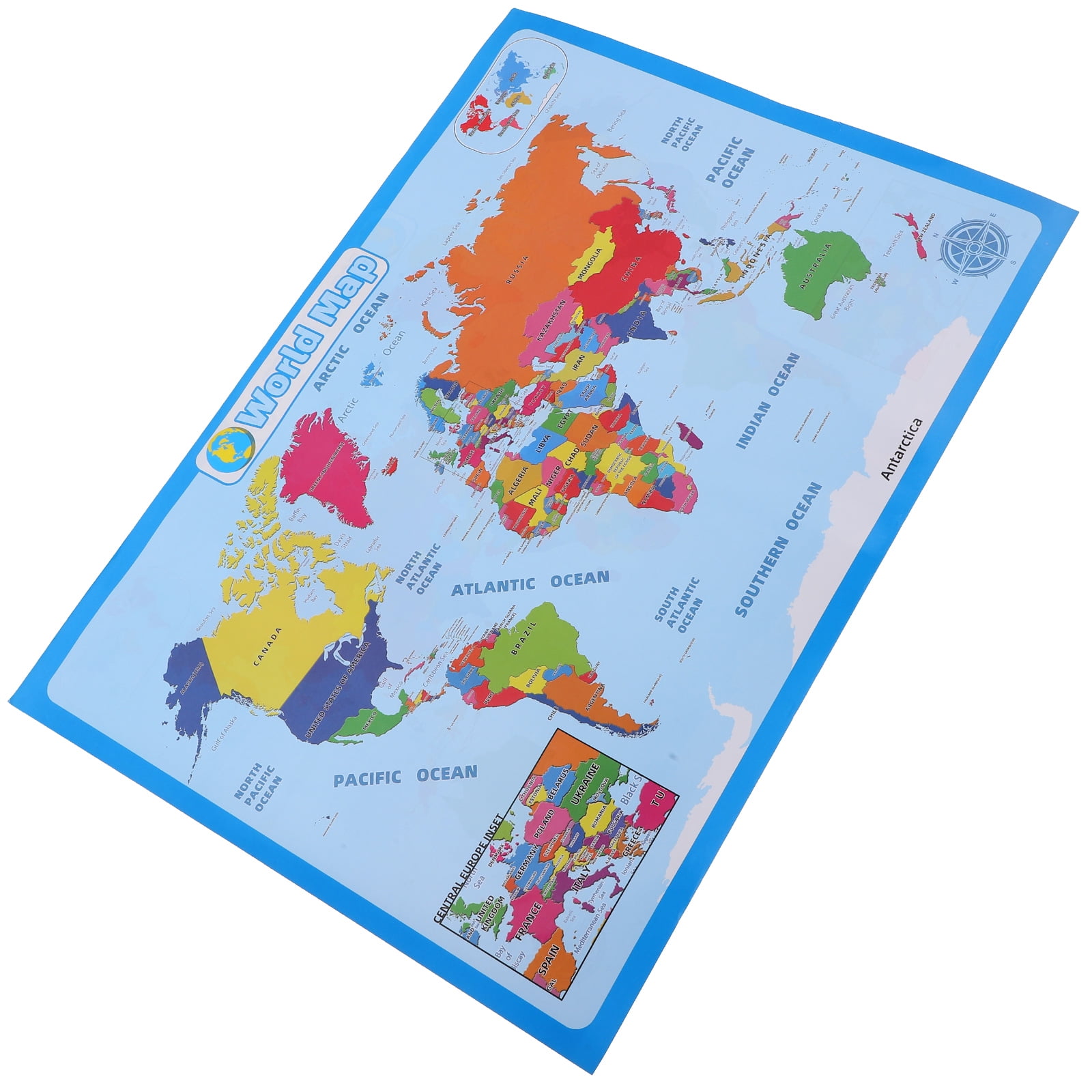 3 Sheets of Interesting World Map Poster Wear-resistant Preschool ...