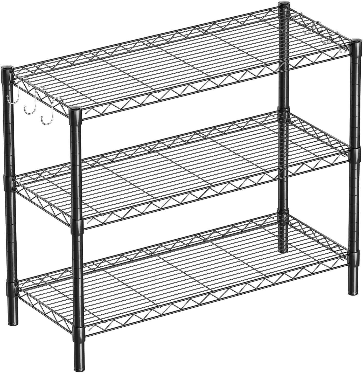 3-Shelf Adjustable Metal Shelf Wire Shelving Unit Heavy Duty Storage ...