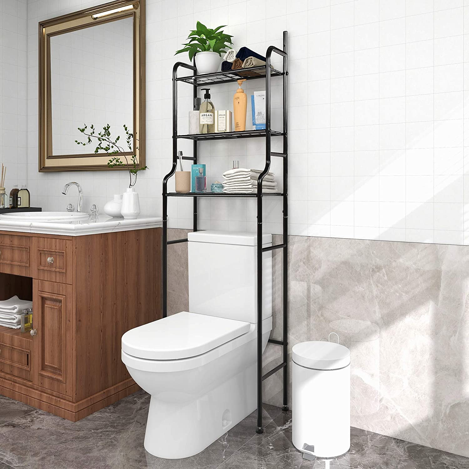 3-Shelf Bathroom Organizer Over The Toilet Space Saver Bathroom Corner ...