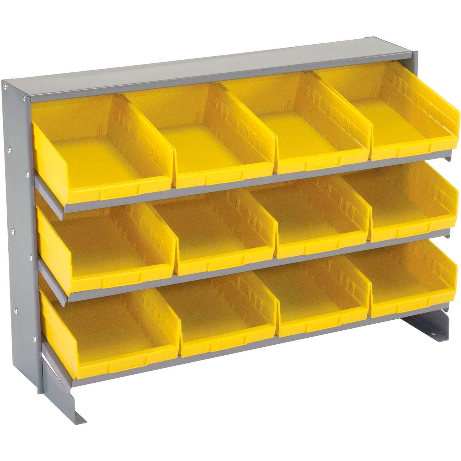 3 Shelf Bench Rack, (12) 8"W Yellow Bins, 33x12x21 - Walmart.com