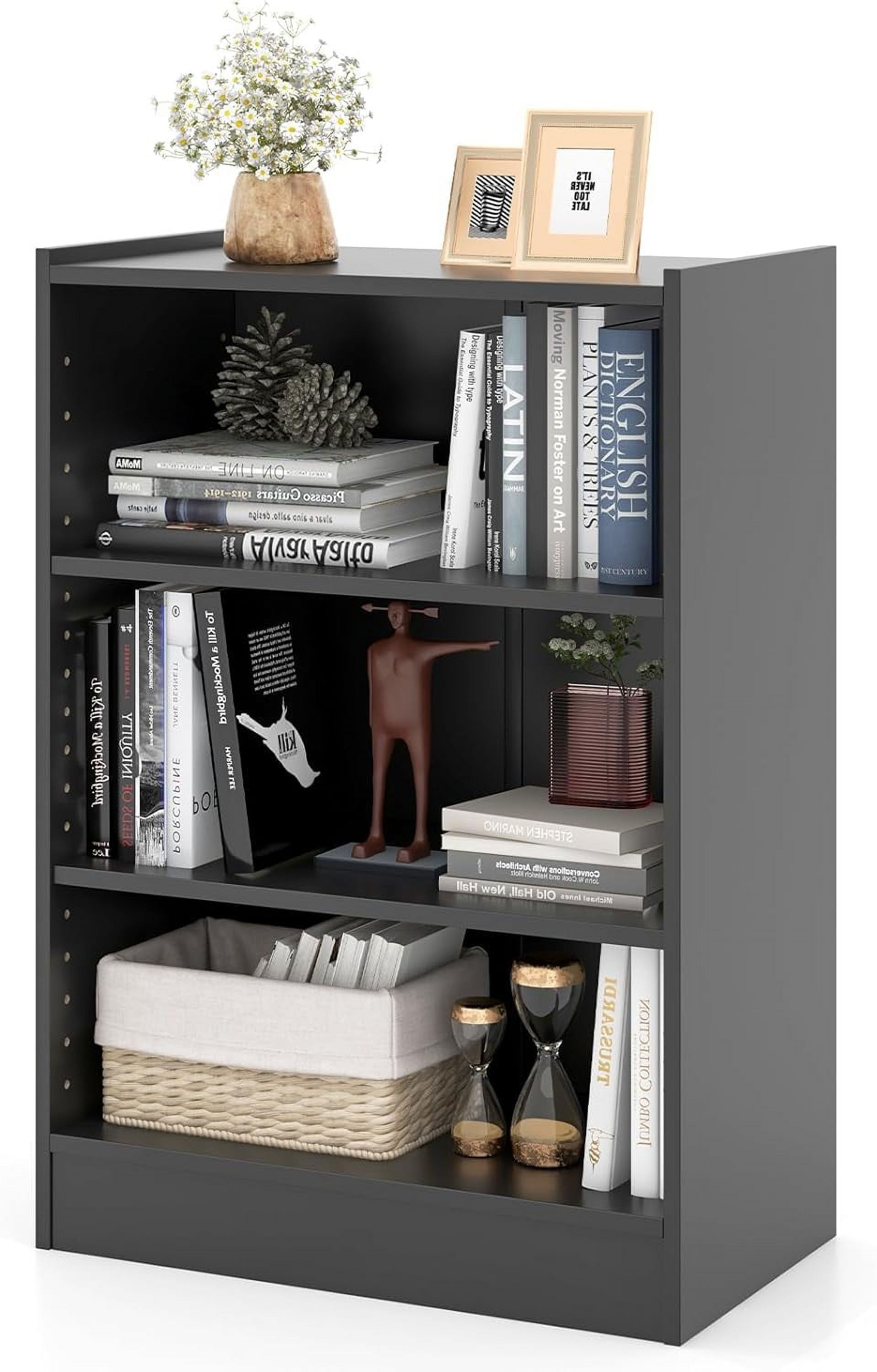 3 Shelf Bookcase, Modern Book Shelf with Adjustable Shelves, Cubical ...