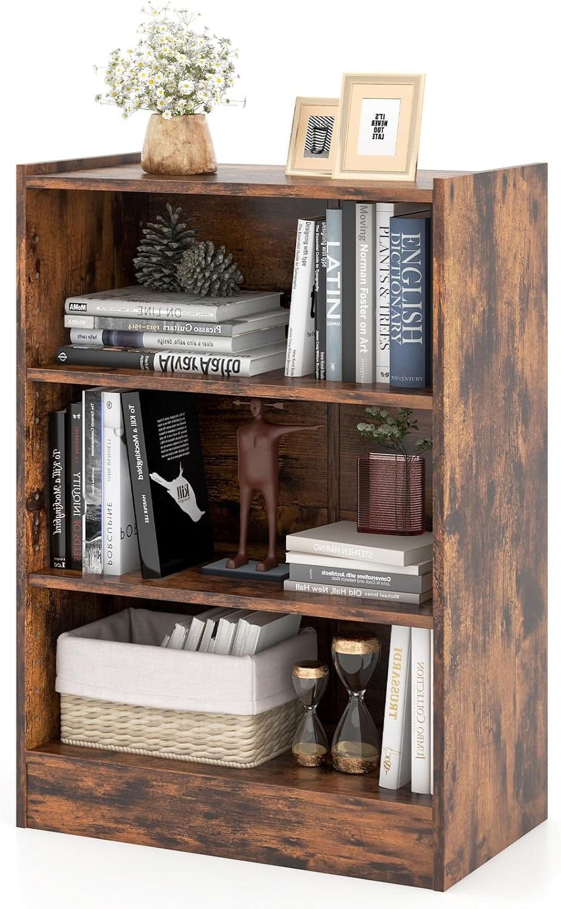 3 Shelf Bookcase, Modern Book Shelf with Adjustable Shelves, Cubical ...
