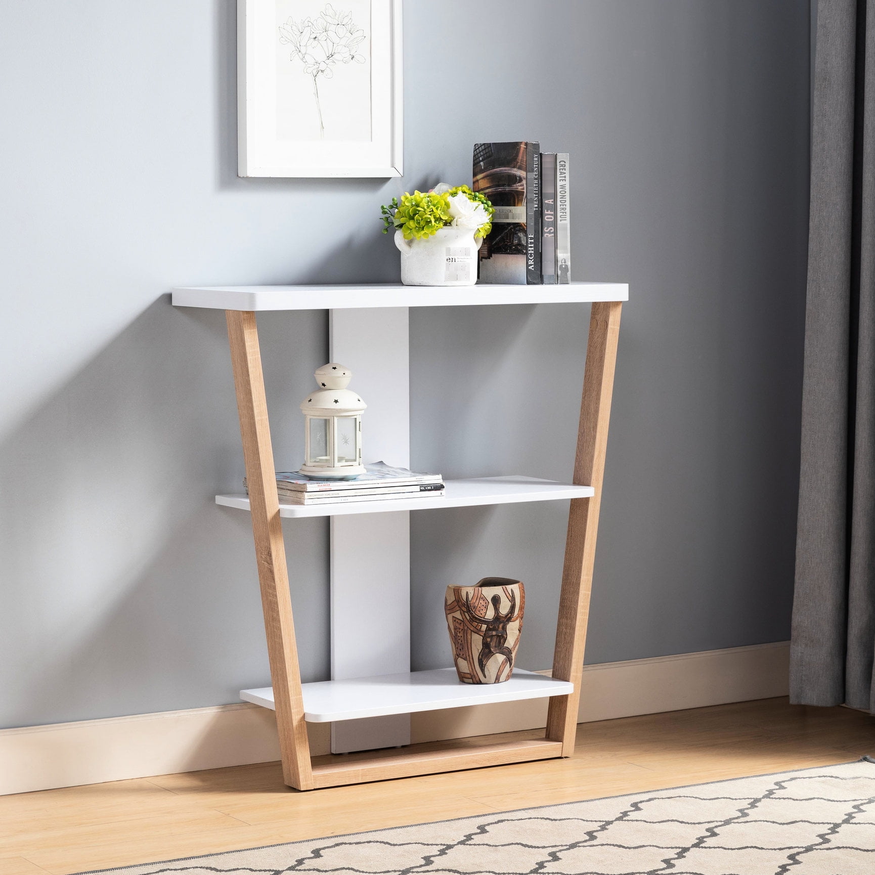 3 - Shelf Console Table with Stability / For Home Display and Storage ...