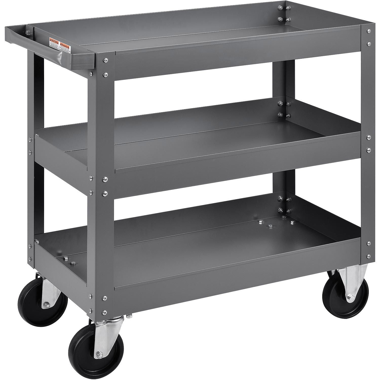 3 Shelf Deep Tray Steel Stock Cart, 800 Lb. Capacity, 30"L x 16"W x 32 ...