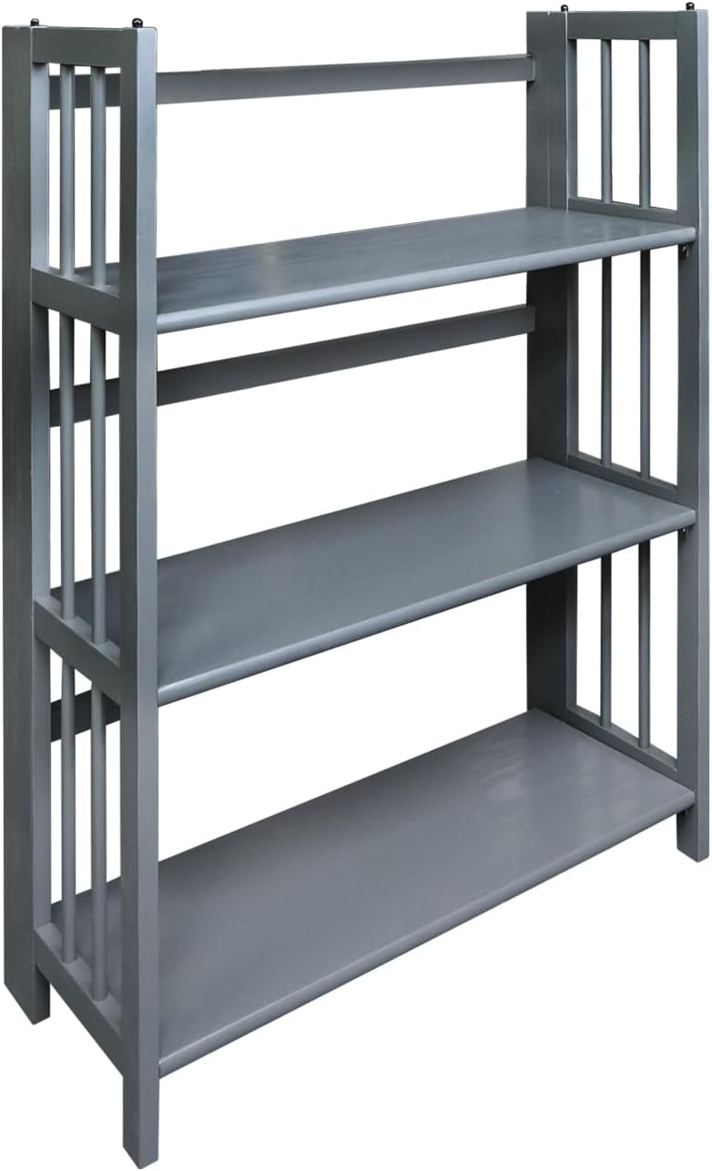 3-Shelf Folding Stackable Bookcase (27.5" Wide) - Slate Gray - Walmart.com