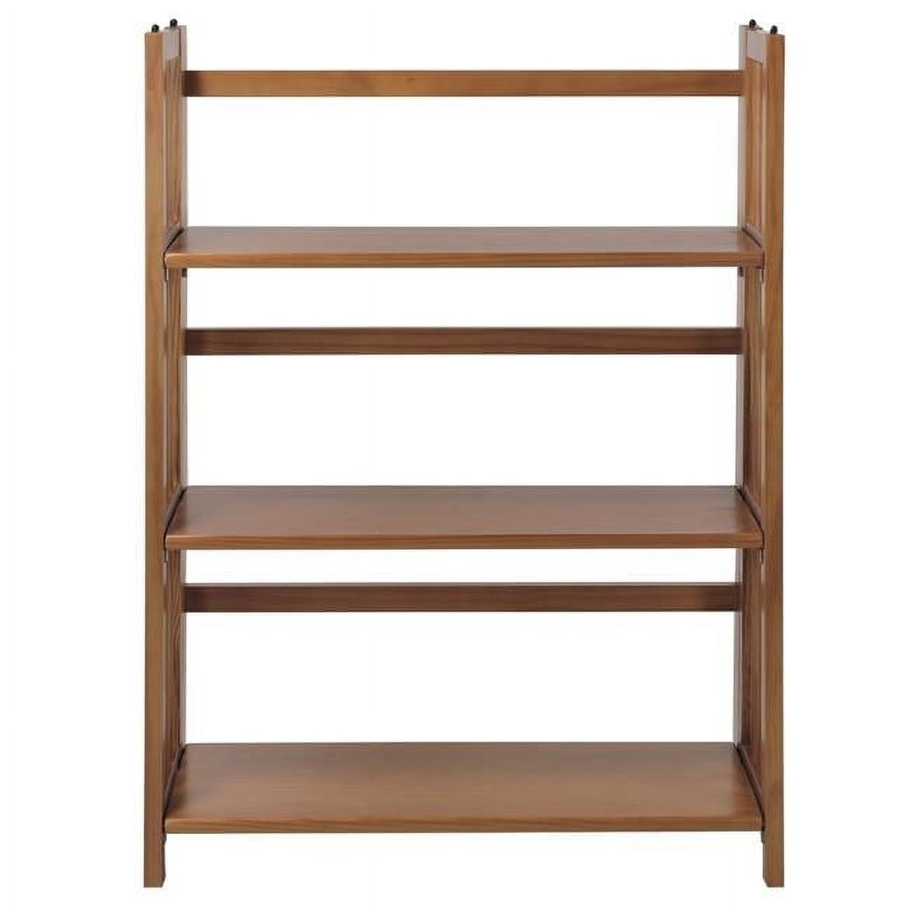 Betterbeds 3-Shelf Folding Stackable Bookcase, Chestnut, Solid Wood, 27 ...