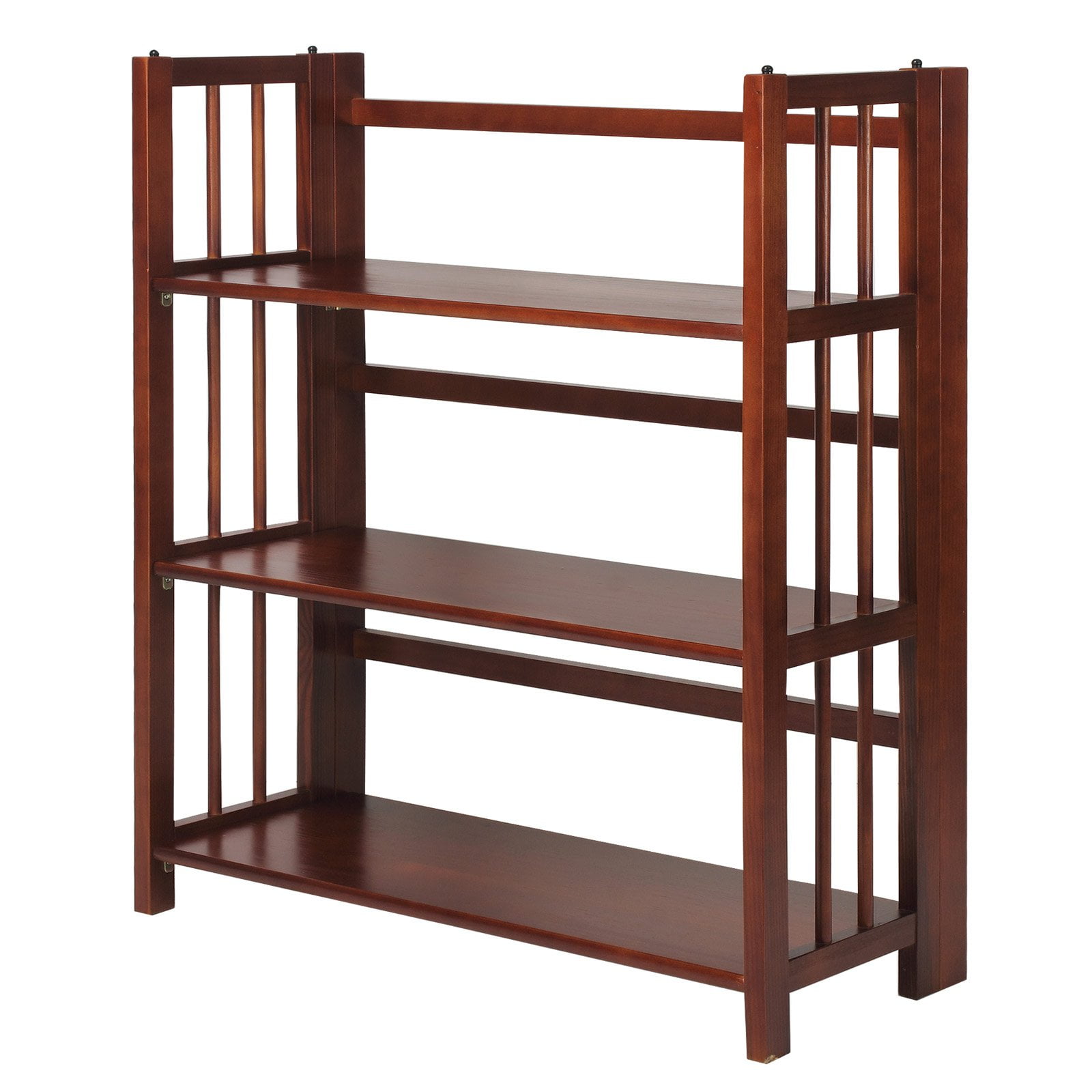 Casual Home 3-Shelf Folding Stackable Bookcase-Color:Walnut,Size:35",Weight Supported:25lbs Each ...