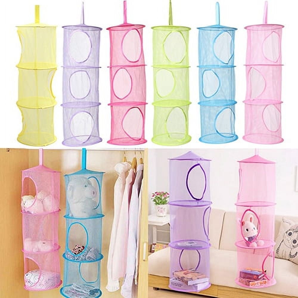 3 Shelf Hanging Storage Net Kids Toy Organizer Bag Bedroom Wall Door ...