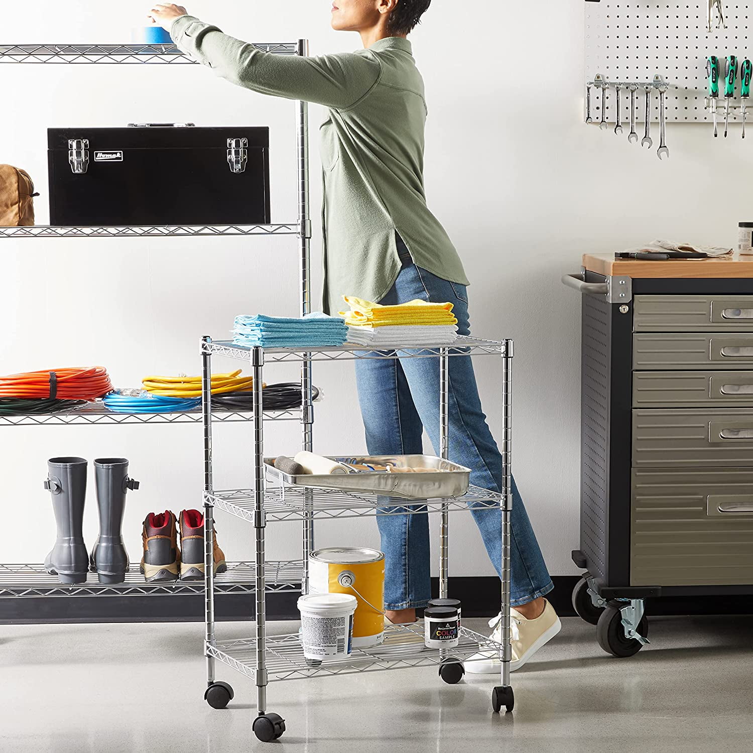 3-Shelf Heavy Duty Storage Shelving Unit with , 23.2" L x 13.4" x 32.75 ...