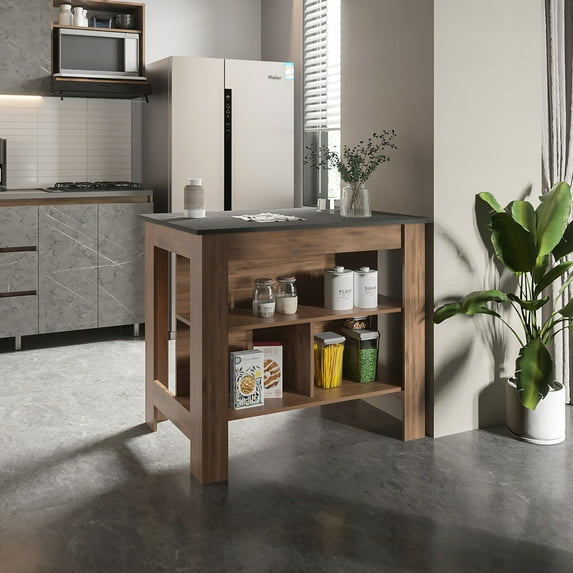 3-Shelf Kitchen Island | Dark Brown and Onix Appearance | Sufficient ...