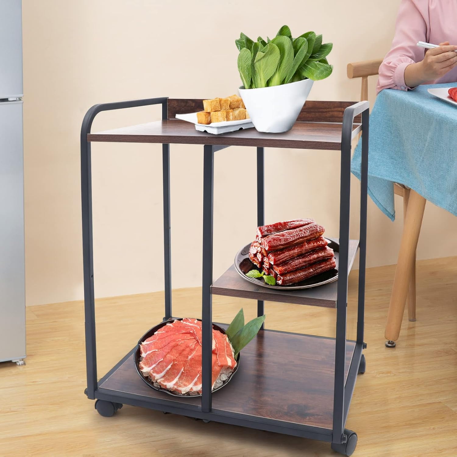 3-Shelf Mobile Printer Stand, Storage Rack Rolling Cart Table Mobile ...