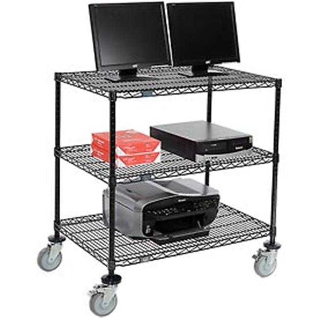 3-Shelf Mobile Wire Computer LAN Workstation - Black - 36 x 24 in. x 40 ...