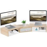 3 Shelf Monitor Stand Riser with Drawer-Length and Angle Adjustable ...