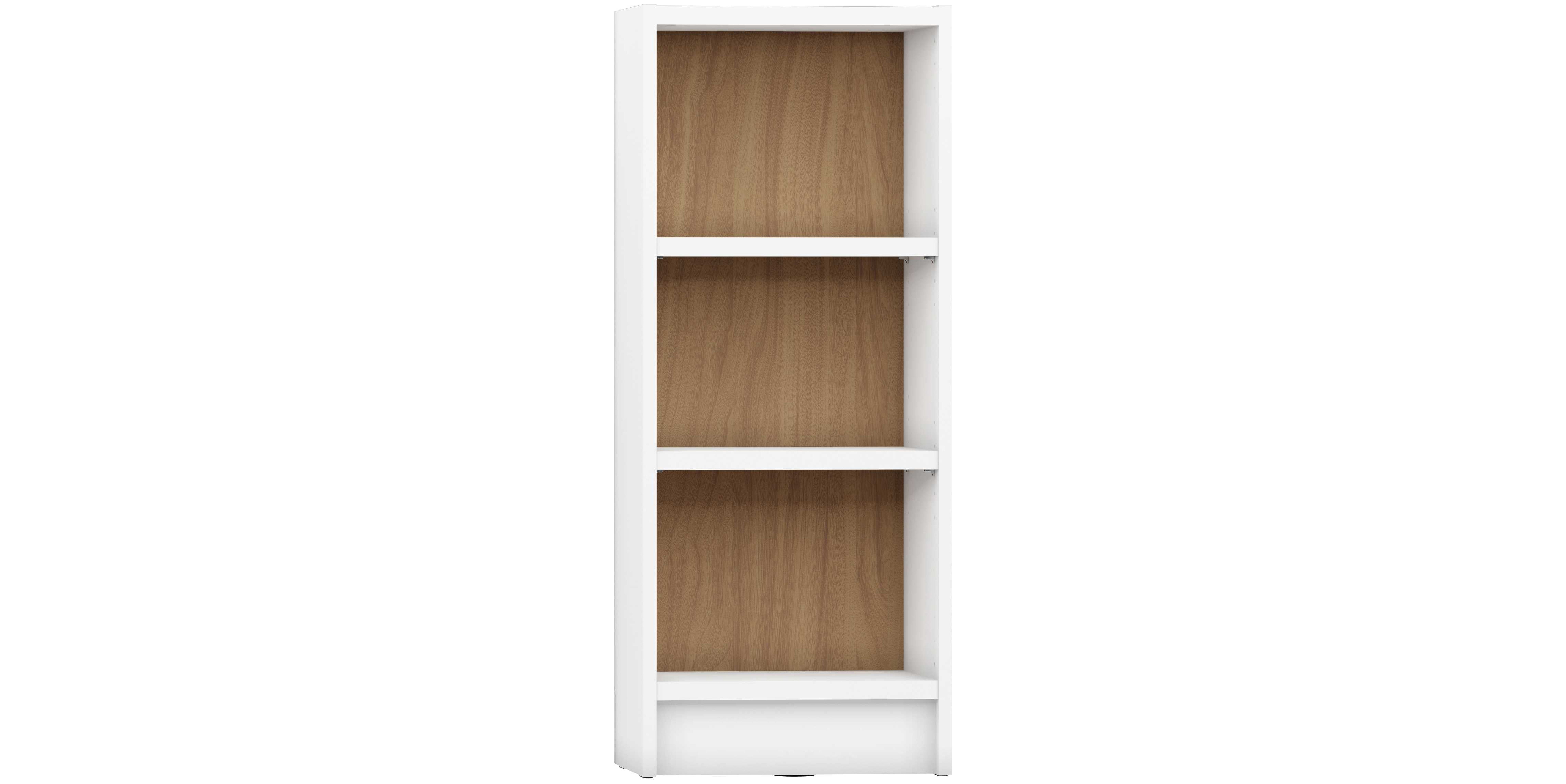 3- Shelf Narrow Tall 1.0 Bookcase in White Matte and Maple Cream ...
