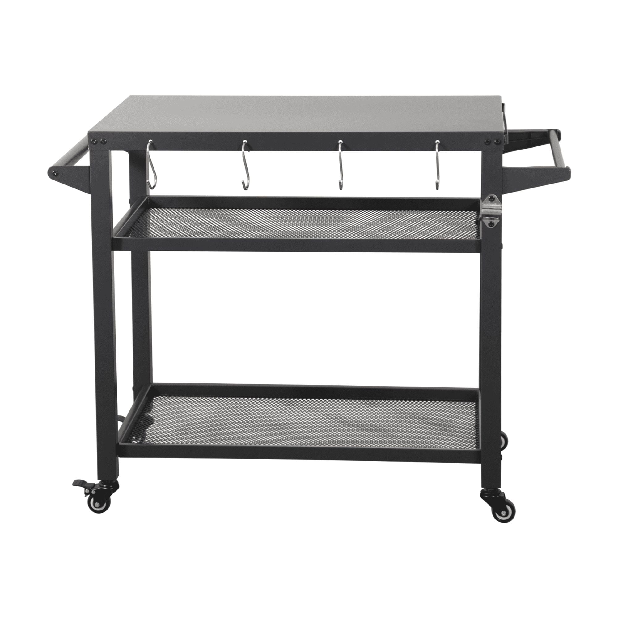 3-Shelf Outdoor Grill Table, Grill Cart Outdoor with Wheels, Pizza Oven ...