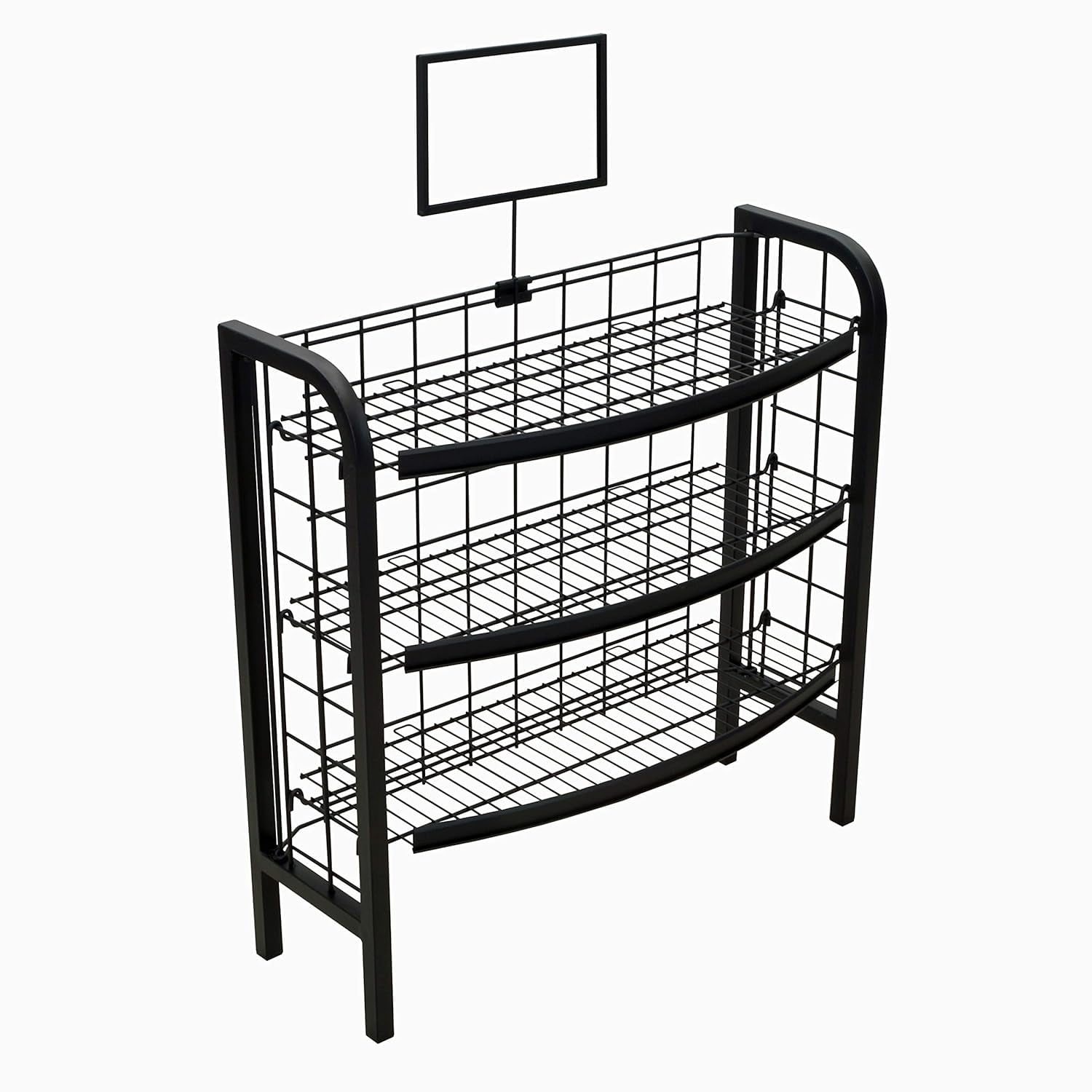 3-Shelf Radius Display in Matte Black; Overall Dimensions 32"W x 42"H x ...