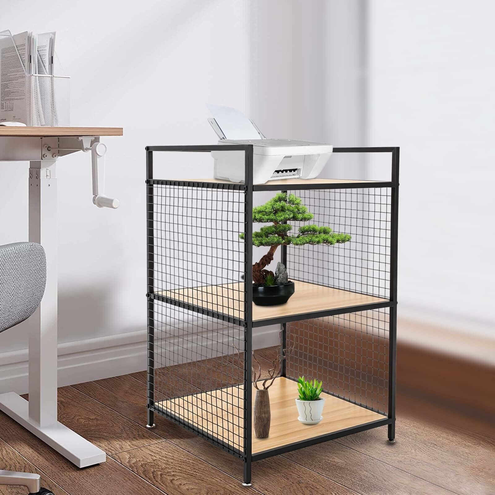3-Shelf Shelving Storage Unit Metal Organizer with Guardrails Around ...