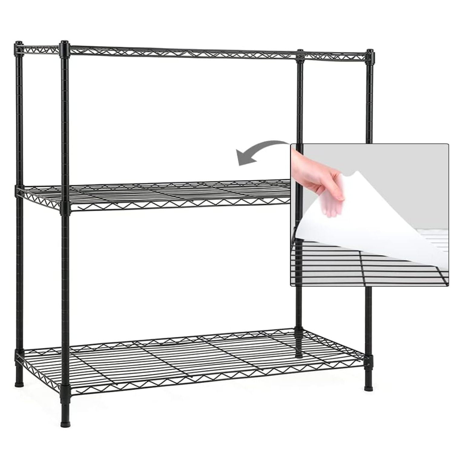3-Shelf Shelving Unit with 3-Shelf Liners, 36" W X 16" D X 36" H ...