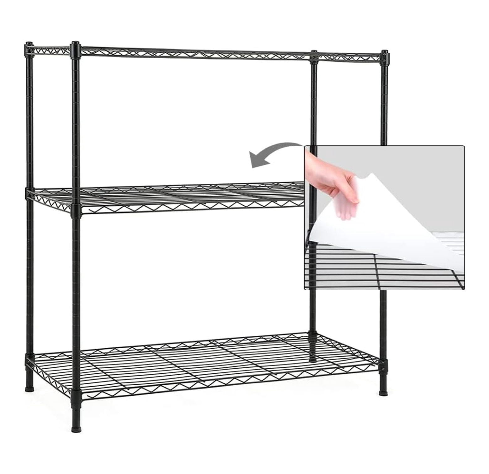 3-Shelf Shelving Unit with 3-Shelf Liners, 36" W X 16" D X 36" H ...
