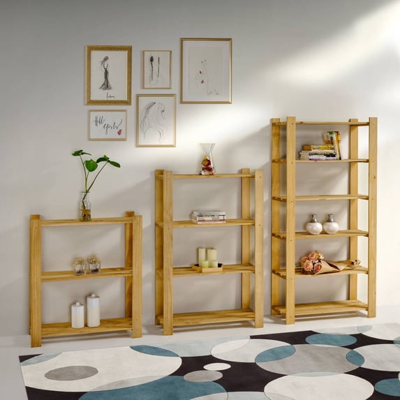 3 Shelf Slatted Storage Unit Antique Brown | Furniture Dash - Walmart.com