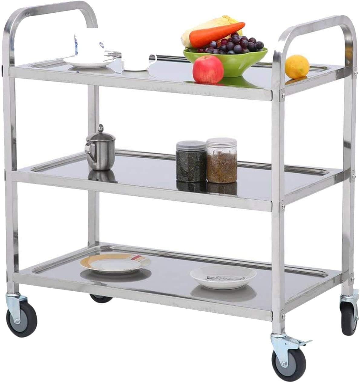 3 Shelf Stainless Steel Cart Heavy Duty Industrial Serving cart with ...
